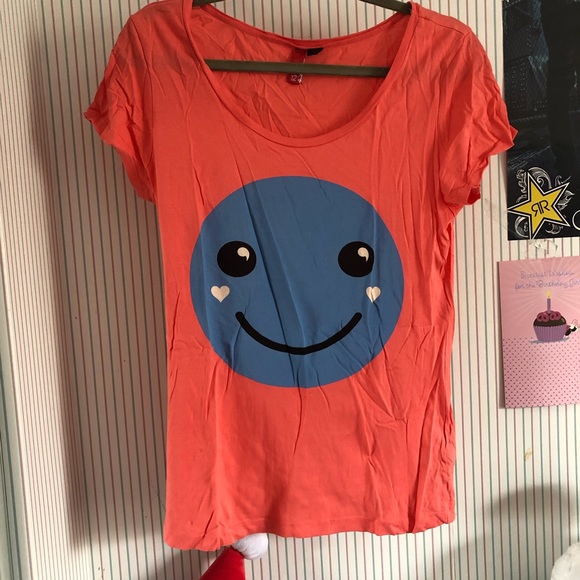 H&M | Tops | Hm Blue Smiley Face Shirt | Poshmark